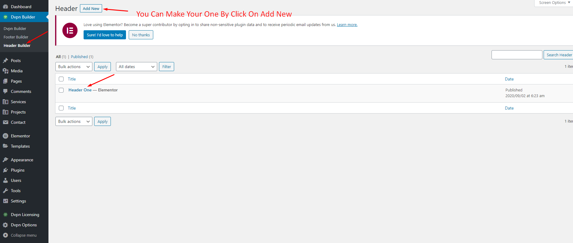 Header Builder – DVPN